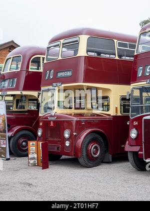 A vintage bus rally at the Quorn and Woodhouse railway station in Quorn ...