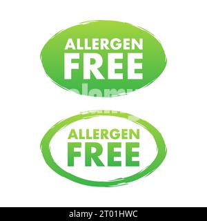 non allergenic stamp. non allergenic round ribbon sticker. label Stock ...