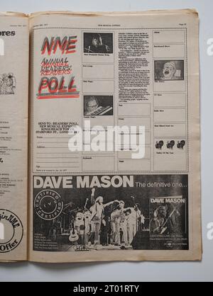Advert for the NME Readers Poll in 1970s issue of NME New Musical ...