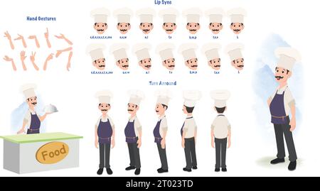 Cartoon chef animated vector creation character. Professional male cook ...