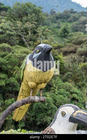 Bird statue in a park in Cosanga, Ecuador. This one is a Toucan Stock ...