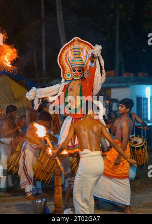 Kerala Folk art form Mudiyettu, Goddess Kali and Darika Fight Stock ...