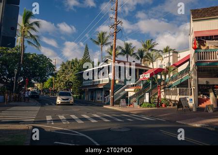 LAHAINA, HI - dec, 2020 - View of historic buildings in Lahaina, a ...