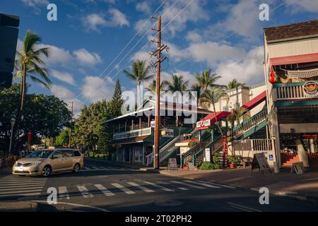 LAHAINA, HI - dec, 2020 - View of historic buildings in Lahaina, a ...