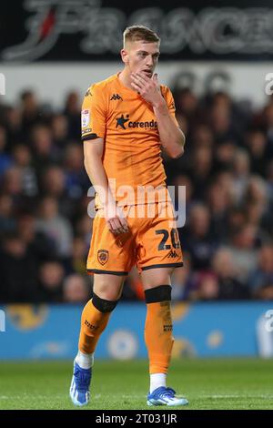 Liam Delap of Hull City during the Sky Bet Championship match Hull City vs Watford at MKM ...