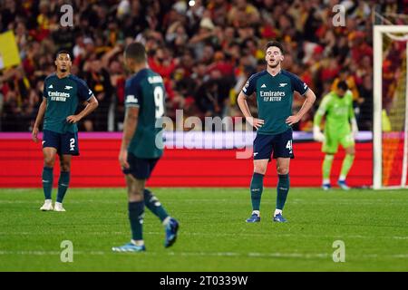 Arsenal's Declan Rice after the UEFA Champions League, league stage ...