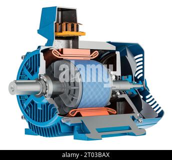 Cross section of Industrial electric motor. Electric motor parts and ...