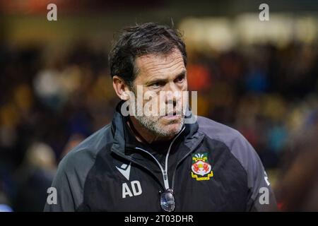 Wrexham goalkeeping coach Aidan Davison the Sky Bet Championship match ...