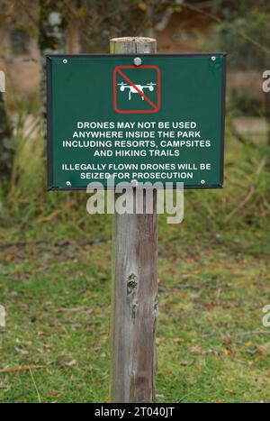 No Drones, remote control vehicles are prohibited in parks sign at ...