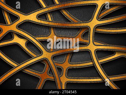 Black luxury corporate paper wavy background with bronze lines. Vector ...