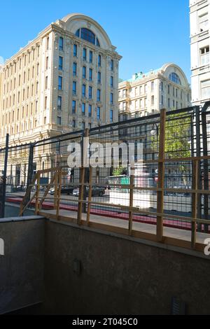 The barrier fencing, blocking access to some of the luxury shopping ...