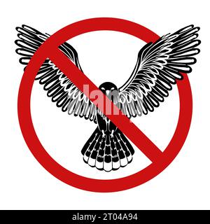 Vector forbidden sign with flying bird isolated from background ...