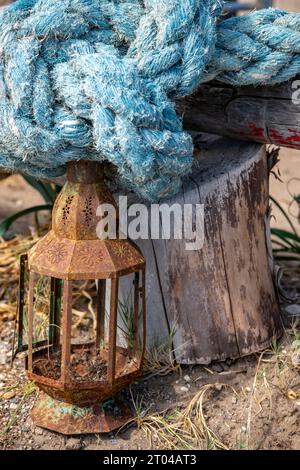 old weathered ships rope in nautical themed image Stock Photo - Alamy