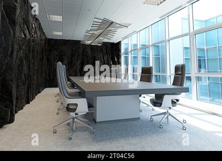 modern office interior with rock feature Stock Photo - Alamy