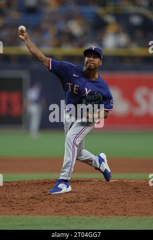 Texas Rangers' Jose Leclerc against the San Francisco Giants during a ...