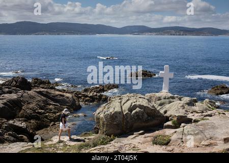 White cross of the Cavo de O Roncudo in Corme, Ponteceso. Coast of ...