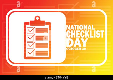 National Checklist Day. October 30. Holiday concept. Template for ...