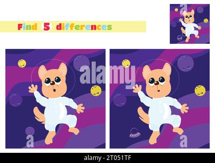 Space find differences game for children. Astronomy educational ...
