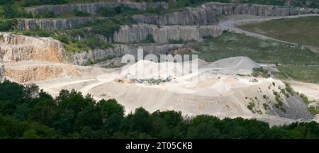 Quarrying of limestone from Dene Quarry, Cromford, Derbyshire Stock ...