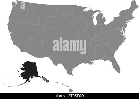 Alaska map. Blank vector map of the Us State. Borders of Alaska for ...