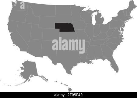 Nebraska map. Blank vector map of the US State with counties. Borders ...
