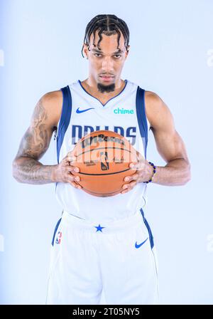 Sept 29, 2023: Dallas Mavericks guard AJ Lawson #9 poses during the Dallas Mavericks Media Day ...