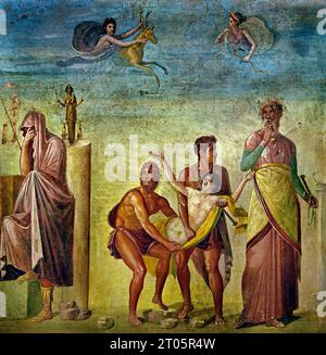 The Sacrifice of Iphigenia. Fresco Pompeii Roman City is located near ...