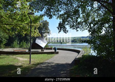 lake Echternach with some sculpture Stock Photo - Alamy