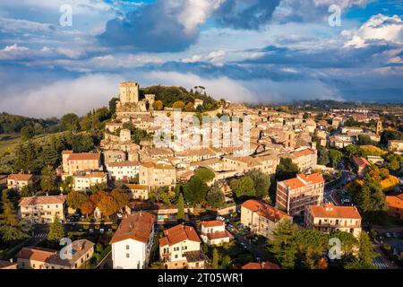 Sarteano village in Tuscany, Italy. Sarteano, the medieval castle at ...
