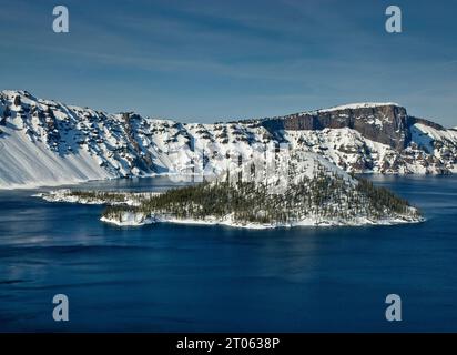 Wizard Island at Crater Lake inside caldera in ancient volcano seen ...