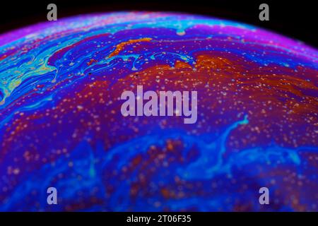 Closeup view soap bubble similar colorful, fantastic planet Stock Photo ...