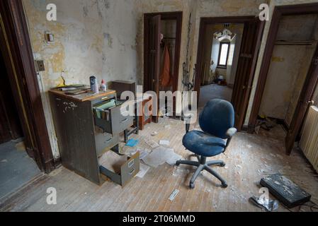 Abandoned derelict office buildings in an urban area in Nottingham ...