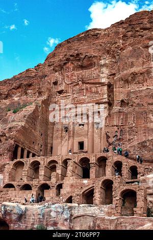 View of the Temples and caves carved into the sandstone rock in the ...