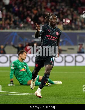 Manchester City's Jeremy Doku scoring his sides fifth goal during the ...