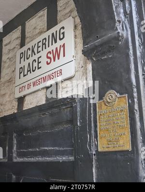 Pickering Place in SW1 St James, Westminster: narrow passageway leading ...