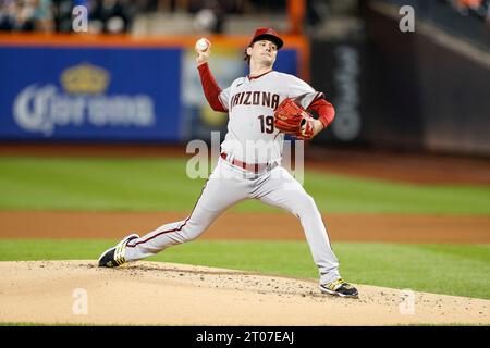 Arizona Diamondbacks starting pitcher Ryne Nelson delivers the ball during the first inning of a ...