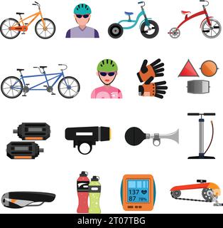 Bicycle accessories flat icons set Stock Vector Image & Art - Alamy