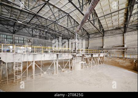 Sludge preparation pool for gas silica blocks at factory Stock Photo ...