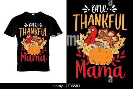 One thankful mama calligraphy lettering isolated on white. Funny ...