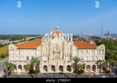 Aerial view of the historic Mobile Train Station in Mobile, Alabama ...