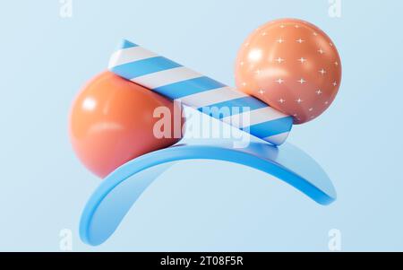 Cartoon colorful and bouncing spheres, 3d rendering. Digital drawing ...