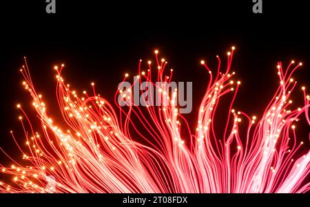 Abstract glowing particles, point explode, 3d rendering. Digital ...