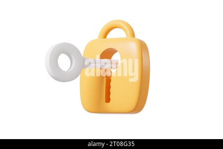Cartoon key and encryption shield, 3d rendering. Digital drawing Stock ...