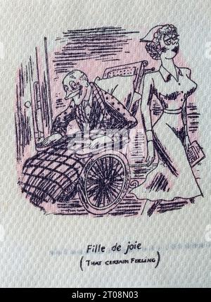 1950s Cartoon Napkin - French Language Joke - Tete a Tete - A Tight ...