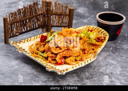 A delicious Chinese dish, fried river prawns with chives Stock Photo ...