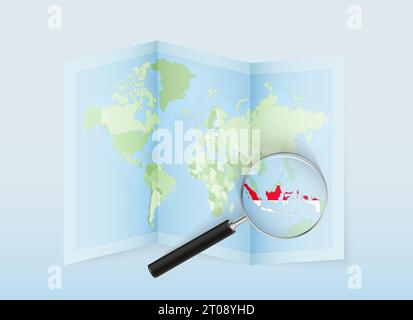Indonesia map, folded paper with Indonesia map. Vector illustration ...