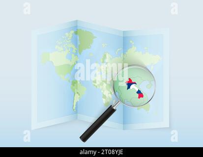 Laos map, folded paper with Laos map. Vector illustration Stock Vector Image & Art - Alamy