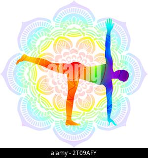 Colorful silhouette of Half Moon pose or Ardha Chandrasana. Standing ...