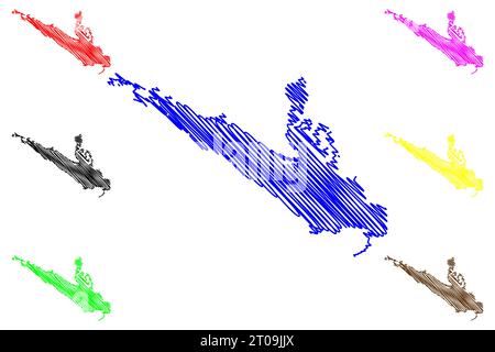Kremenchuk Reservoir (Ukraine, Dnieper River) map vector illustration ...