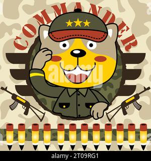 vector cartoon of funny cat soldier on armored vehicle with weapons ...